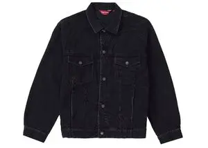 Supreme Logo Denim Trucker Jacket - Washed Black | Editorialist